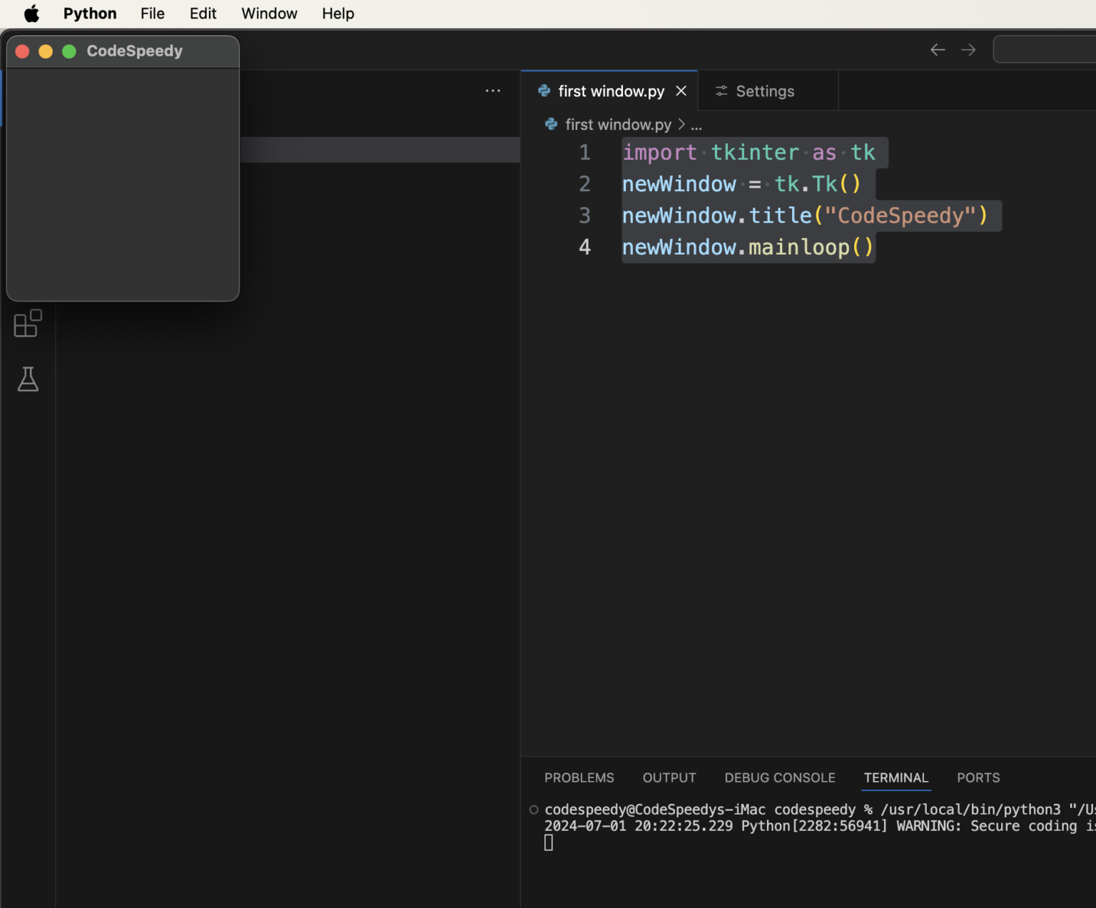 How to start Tkinter window at a specific position of your display - CodeSpeedy